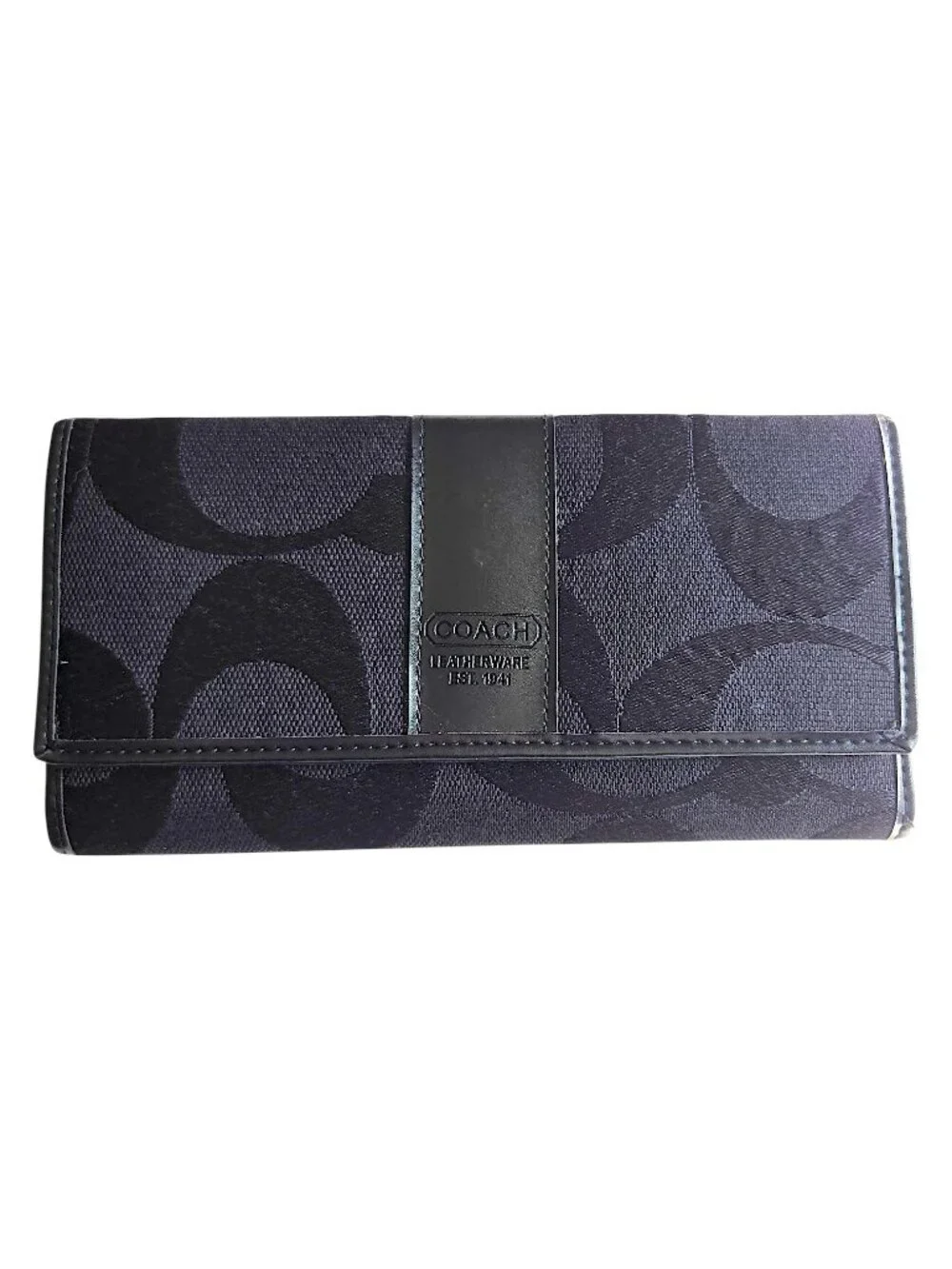 Coach | Bags | Coach Signature Black Jacquard Canvas And Leather ...